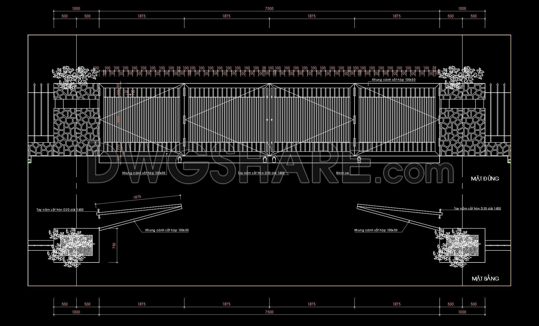 218. Download free CAD drawings of gates and fences for office buildings