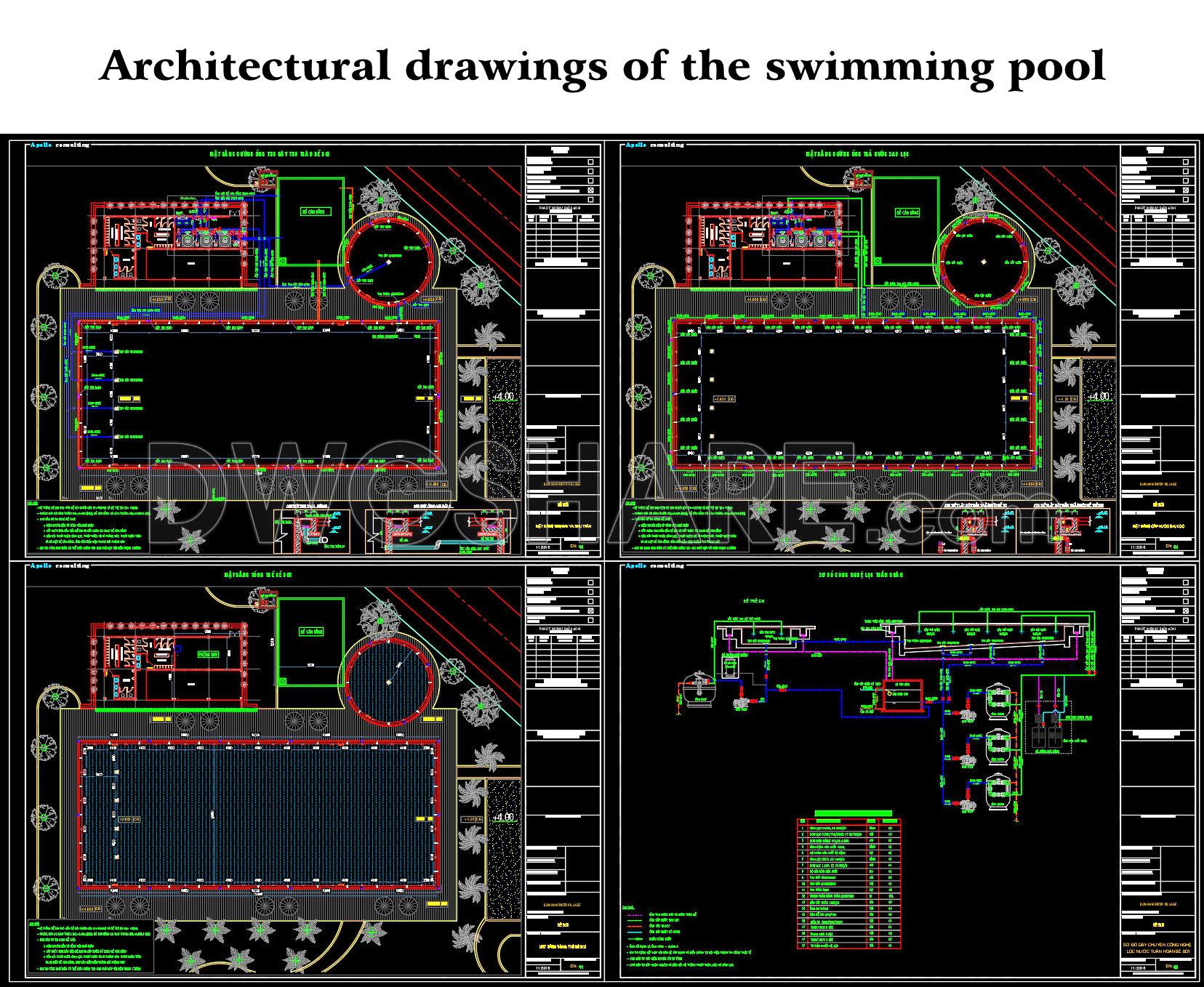 26. Architectural Drawings Of The Swimming Pool (1) - Free Cad Blocks ...