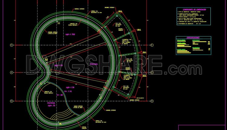 31. Free download CAD drawings of a kidney-shaped swimming pool (1 ...