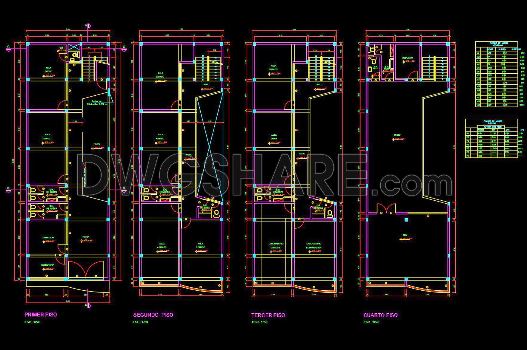 34. Free Download CAD Drawings of Educational Center