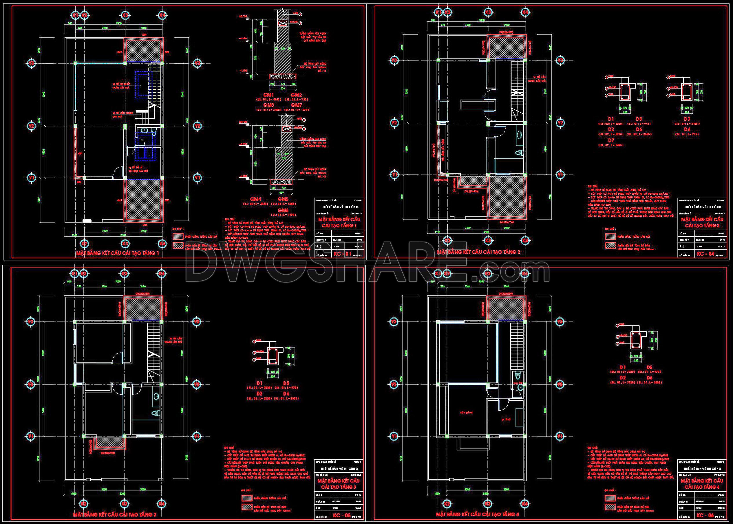 353. Free Download of Structural CAD Drawings for 7m x 9m Reinforced ...