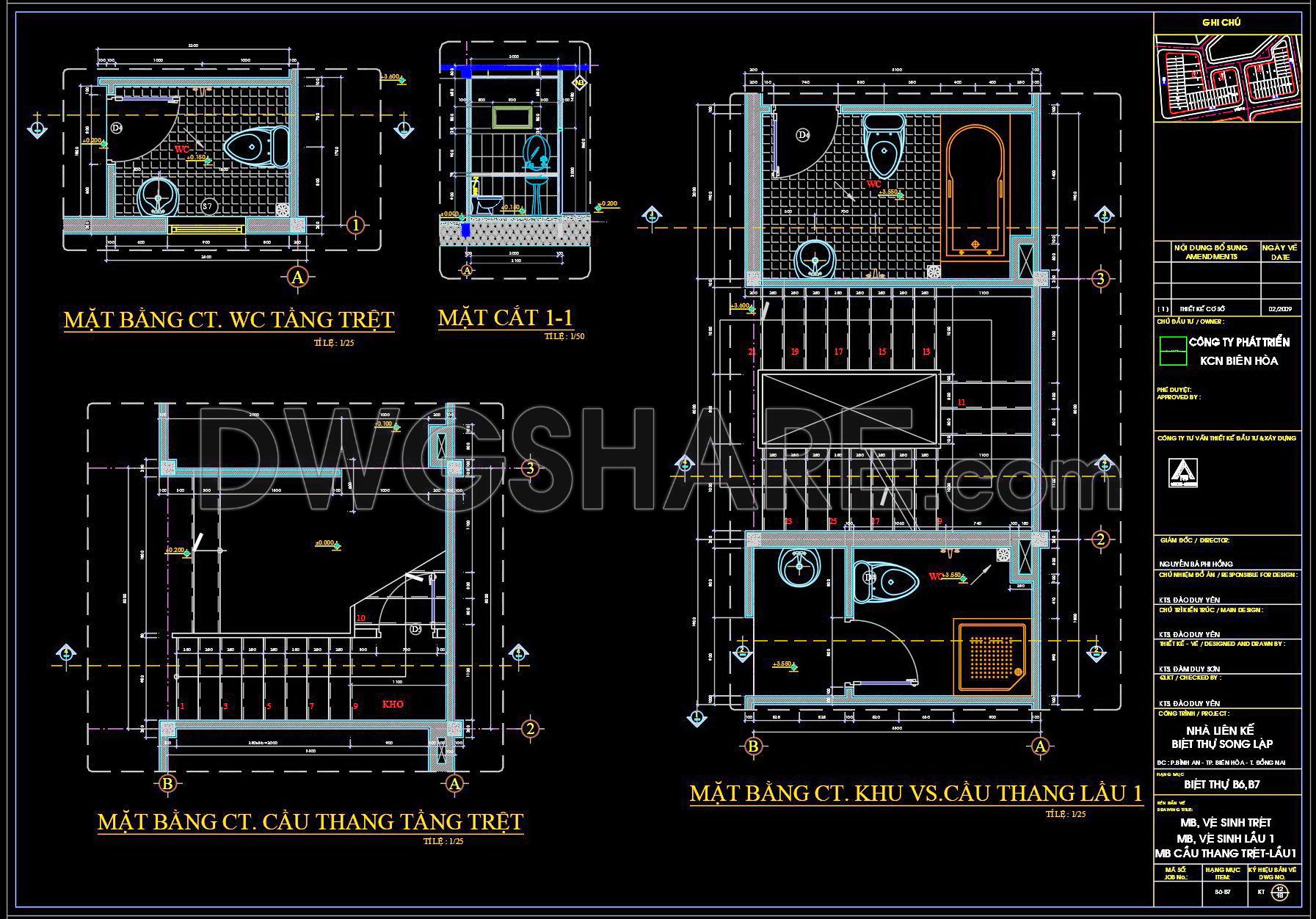 382. Free Download 2-Storey Townhouse CAD Drawings – Staircase & Toilet ...