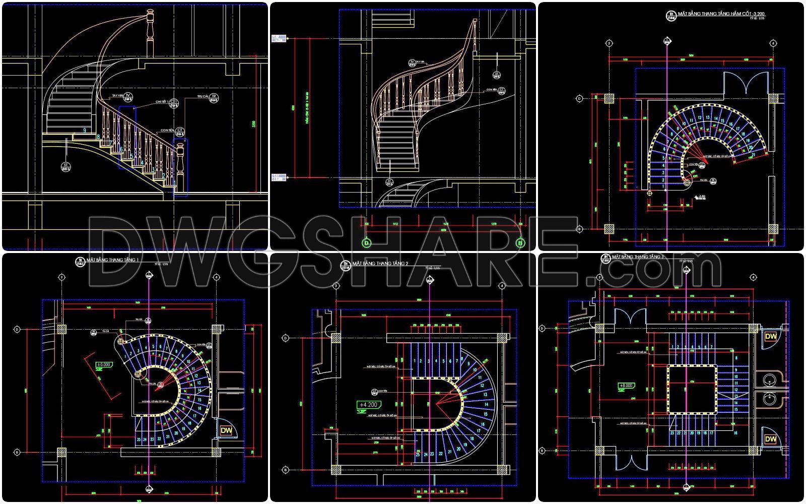 384. Free Download detailed CAD drawings of townhouse stairs