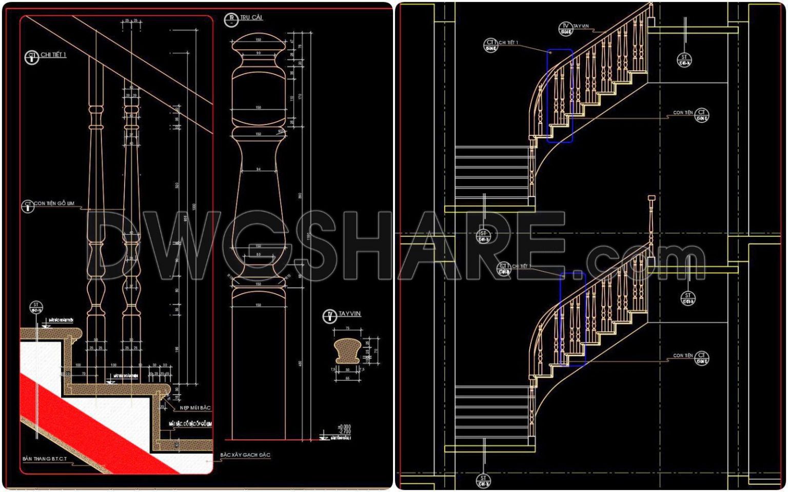 384. Free Download detailed CAD drawings of townhouse stairs