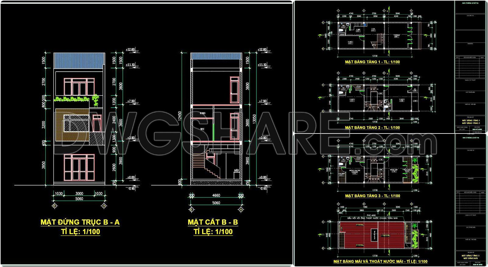 434. Download Cad Design Drawings For A 3-story House With Dimensions ...
