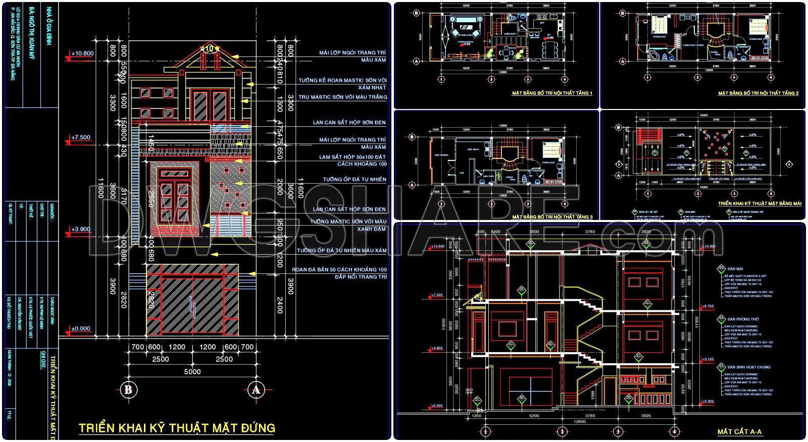 473. Download CAD Design Drawings for a 3-Story House with Dimensions ...