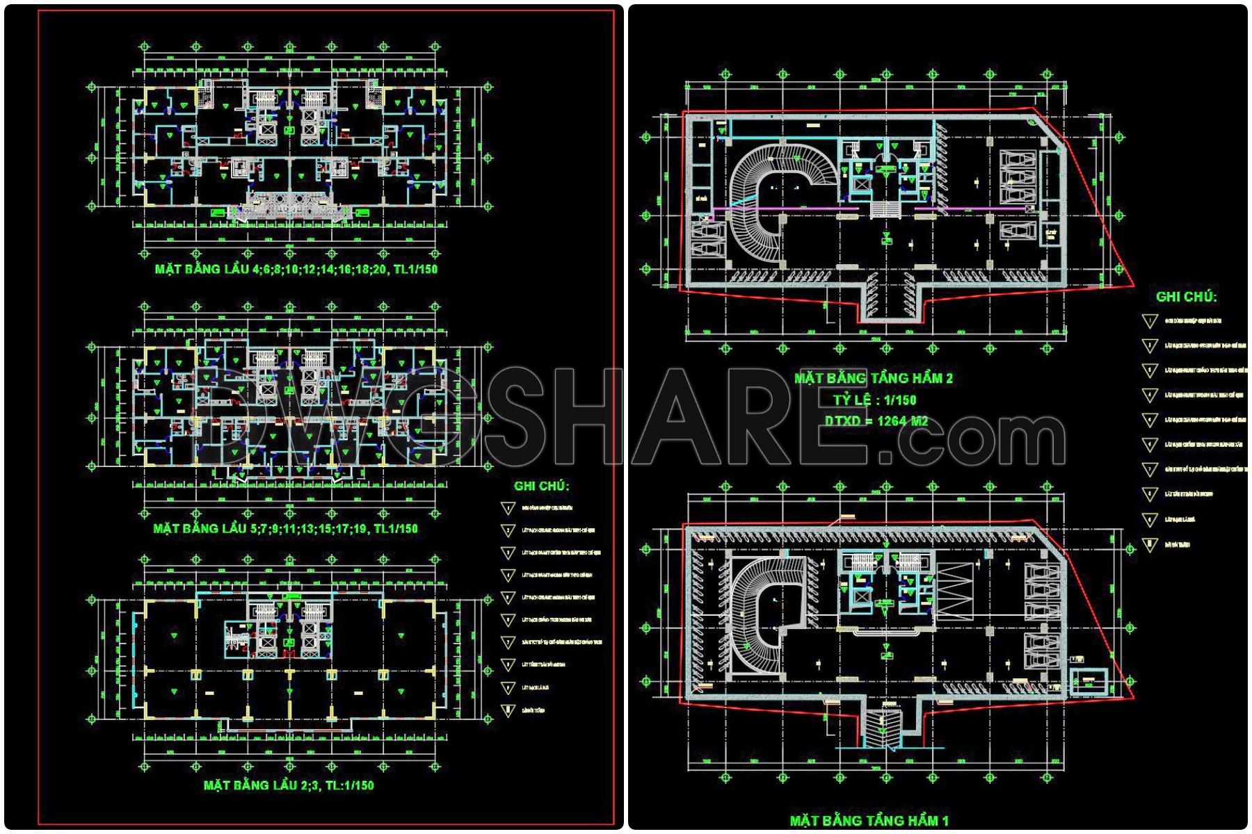 56. Free Download Architectural CAD Drawings of a 22-Story Building ...