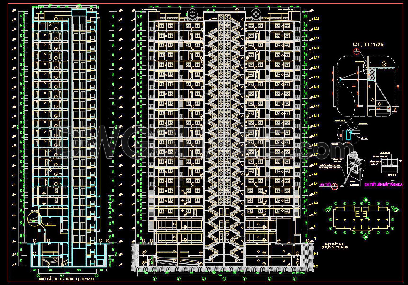 56. Free Download Architectural CAD Drawings of a 22-Story Building ...