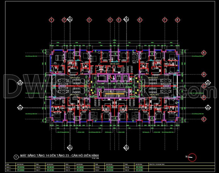 61. Free CAD Download – Typical Apartment Floor Plan (Levels 14–23 ...