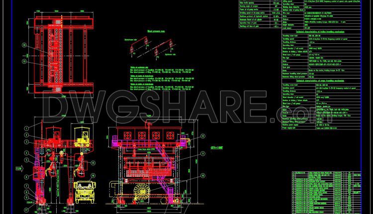 656. Structural Gantry Grab Bucket Elevation and Section – CAD Drawing ...