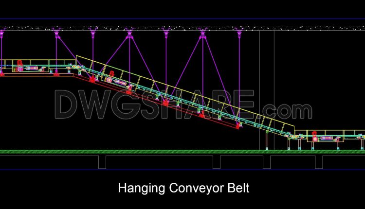 672. CAD DWG Drawing – Hanging Conveyor Belt Structure Details (1 ...