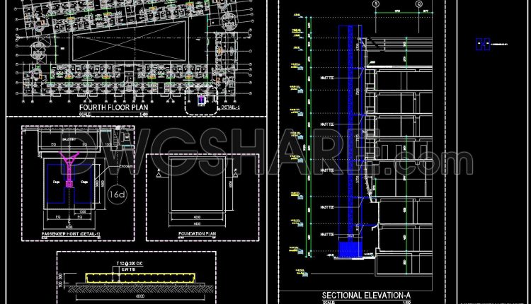 675. CAD DWG Template – Passenger Hoist Lift Plan (1) - Free Cad Blocks ...