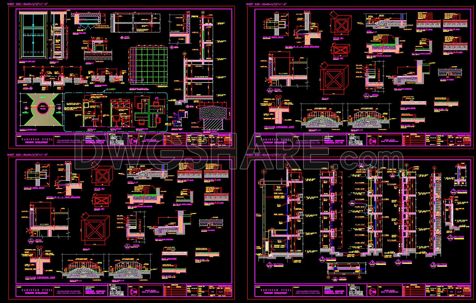 676. Hostel Building Construction Details – Free CAD Drawing