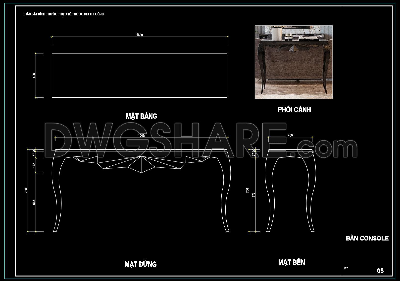 70. Free Access to Living Room Console Table CAD Drawings