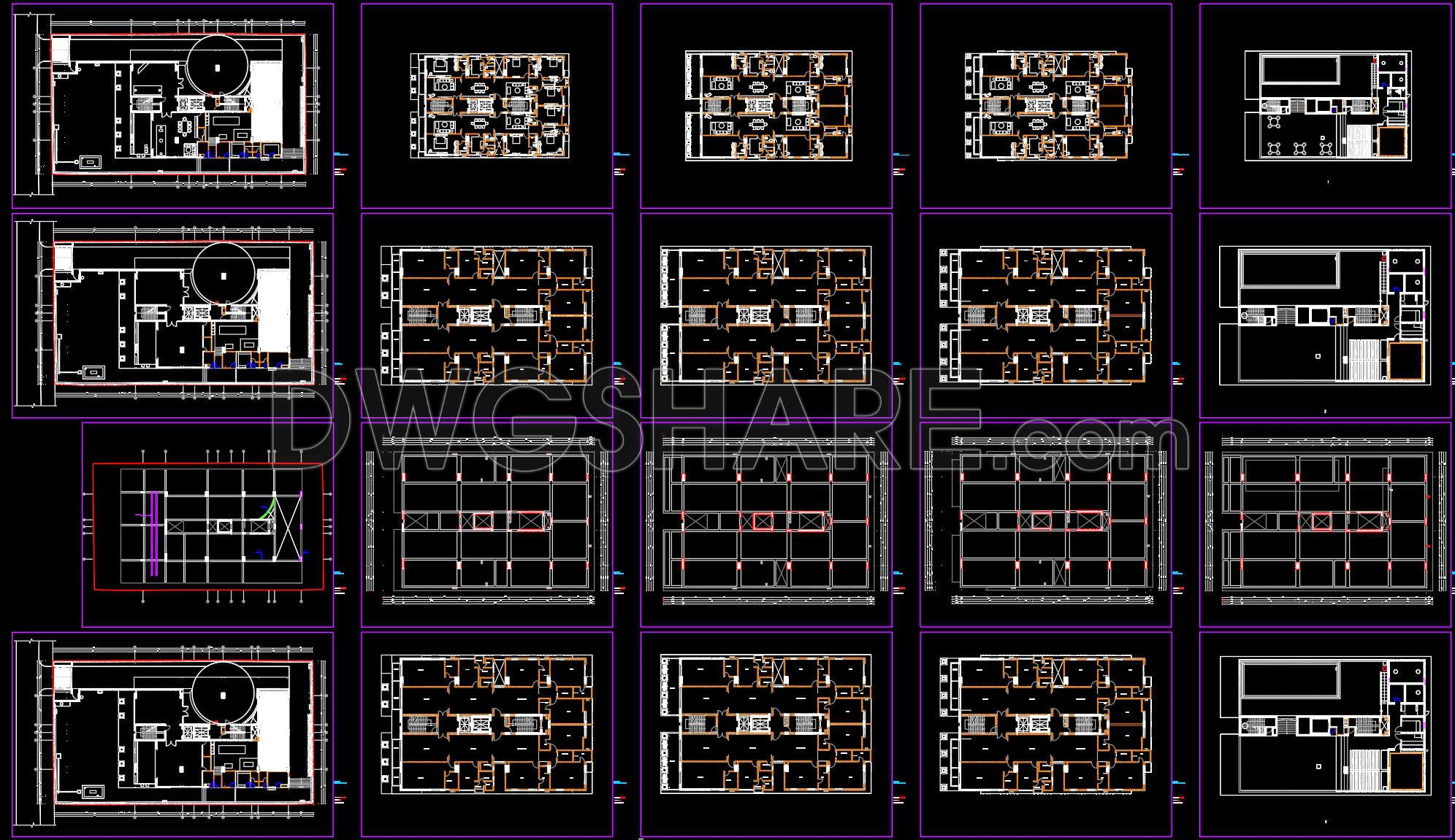 71. Download CAD Architectural Design Drawings of a Modern 13-Story ...
