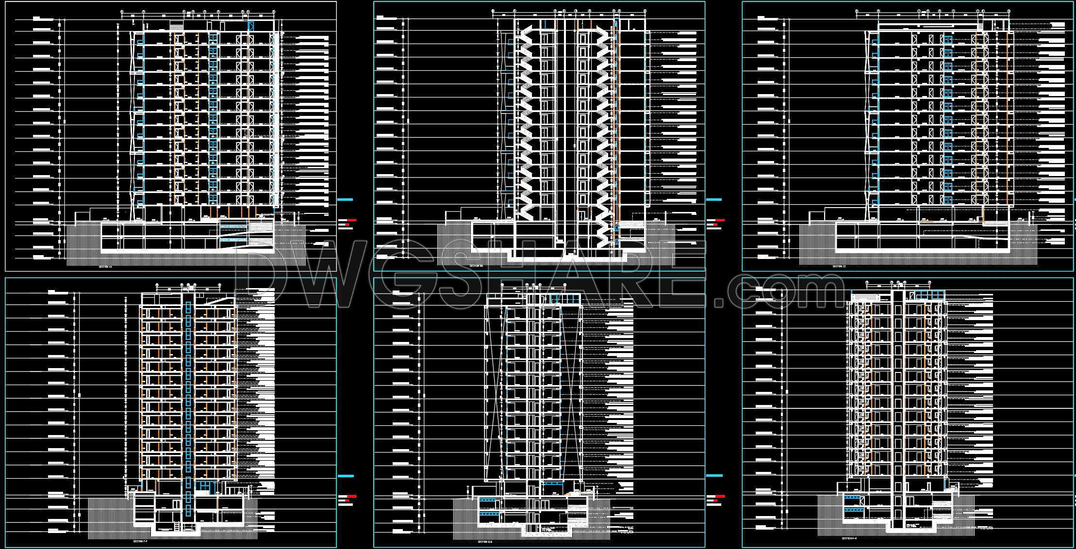 71. Download CAD Architectural Design Drawings of a Modern 13-Story ...