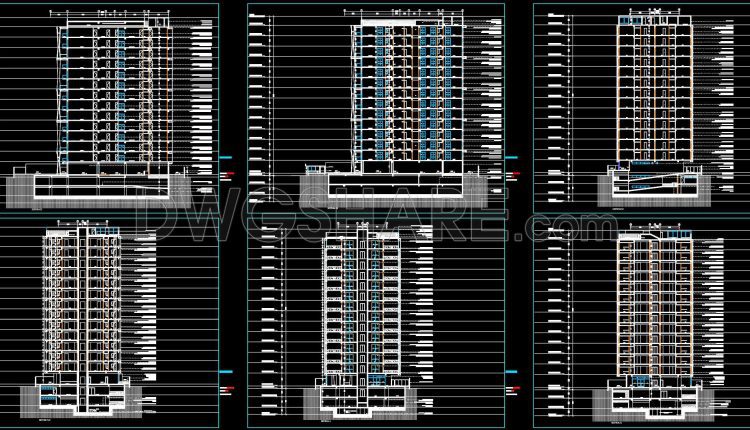 71. Download Cad Architectural Design Drawings Of A Modern 13-story ...