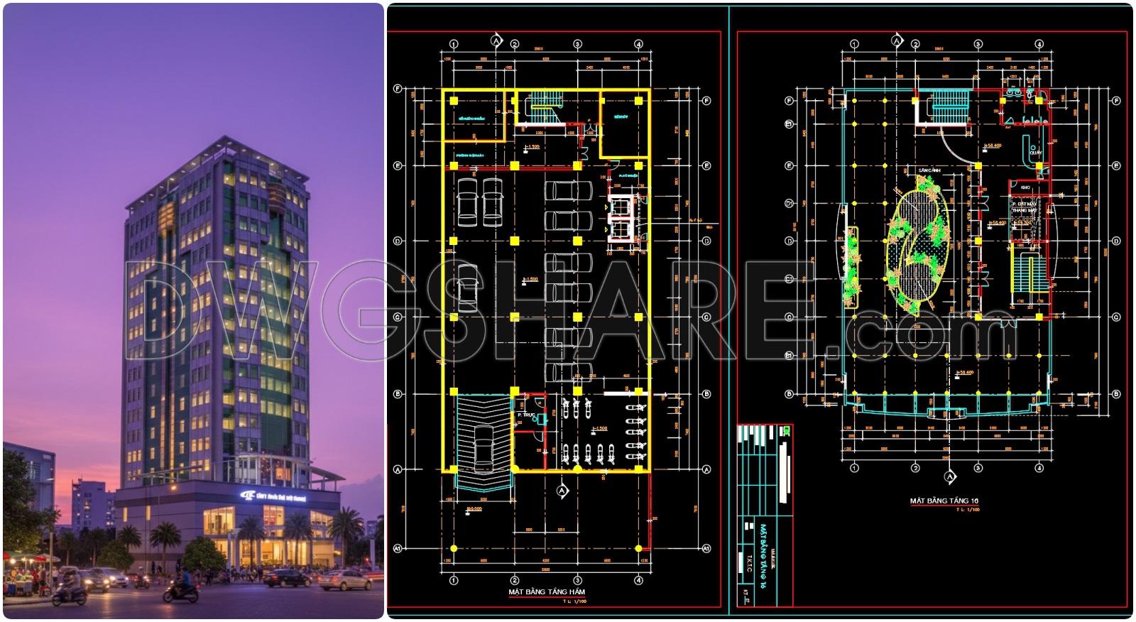75. Free Download CAD Drawings – Basement & 16th Floor Office Building ...
