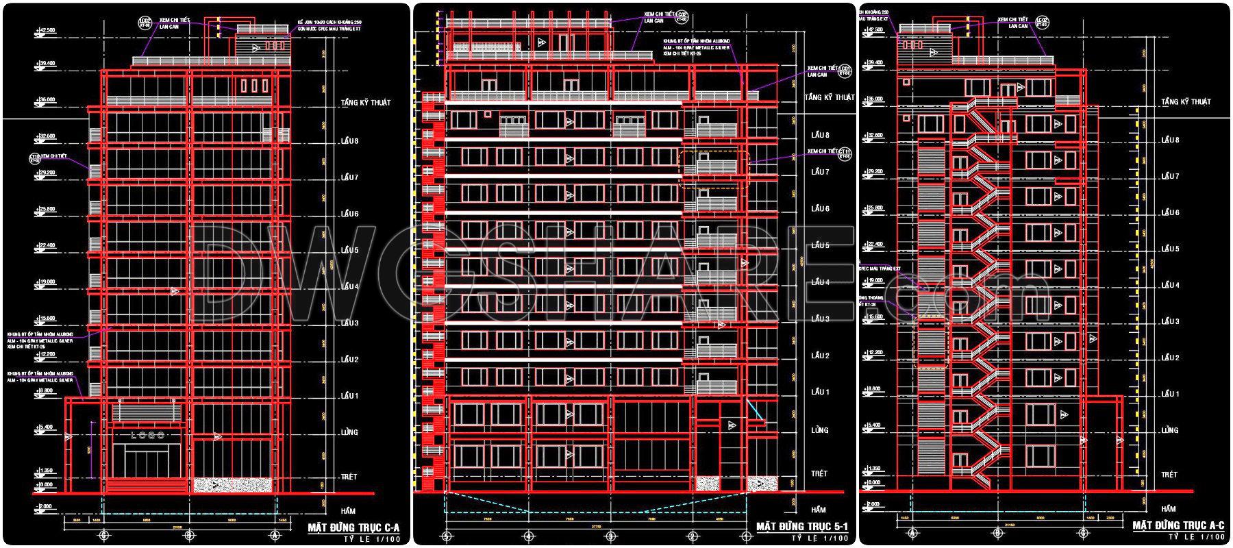 76. Download Complete 8-Story Office Building Design CAD Drawings – Total Area 6,900m2