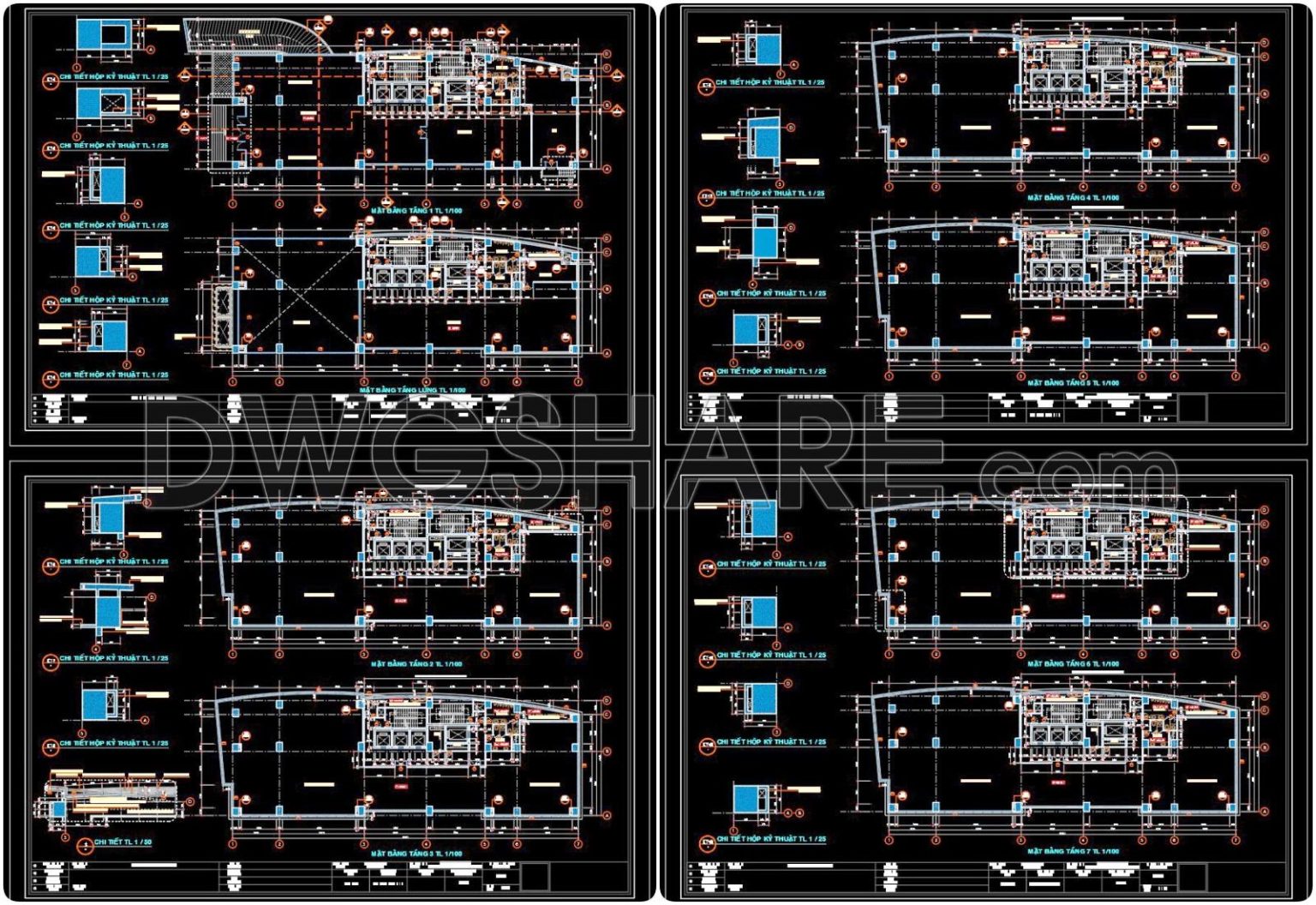 78. Free Download CAD Drawings of Office Building Floor Plans (Level 4 ...