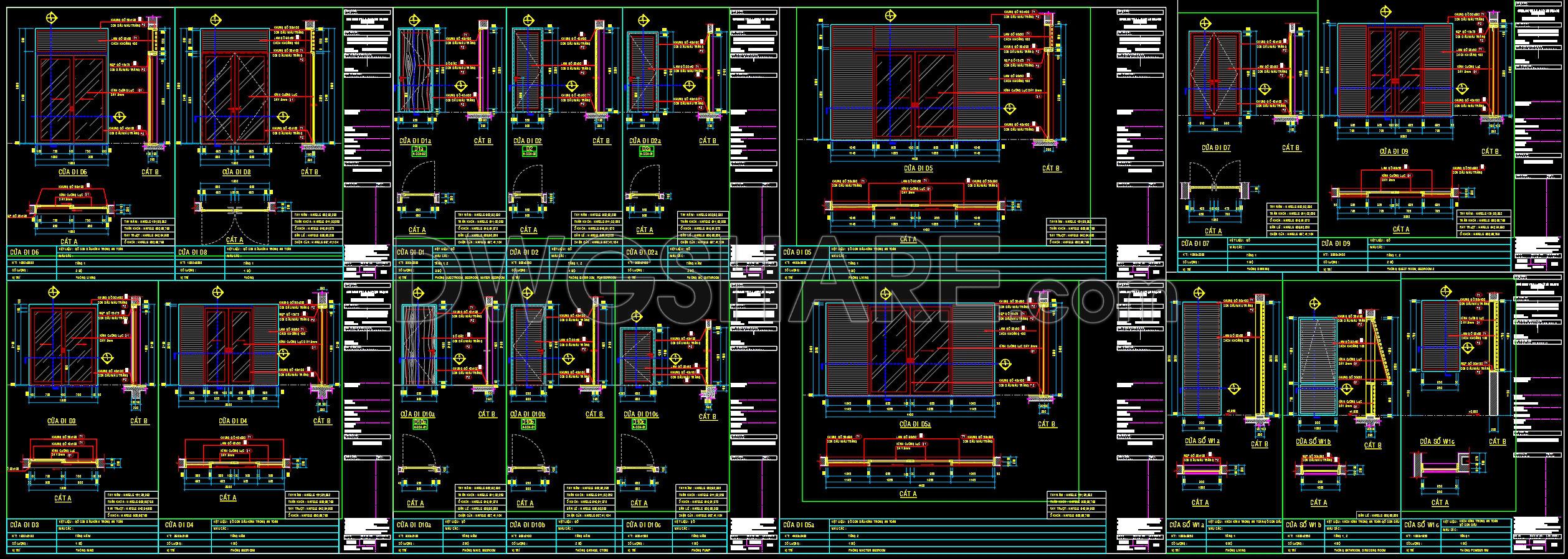781. Free Download CAD Drawings of Door and Window Details – Complete ...