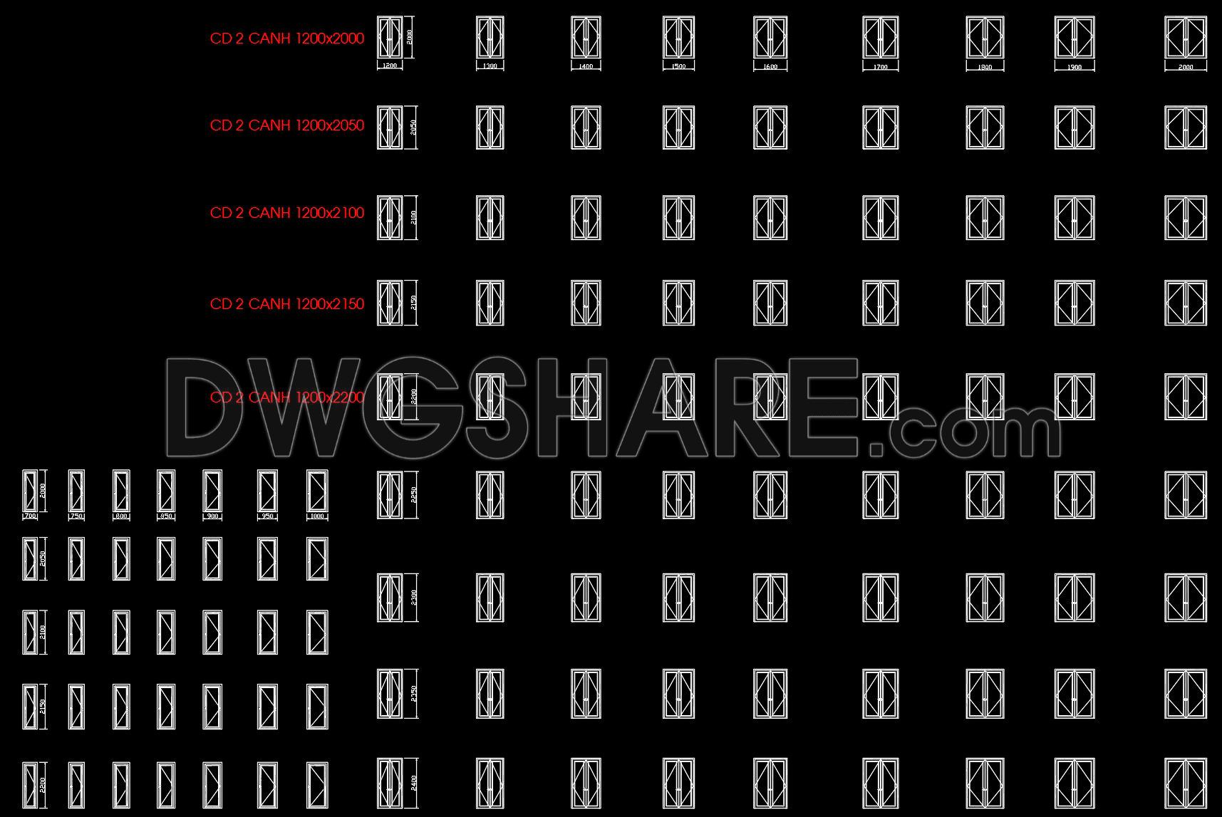 800. Free Download – Detailed CAD Collection of Aluminum Glass Frame ...