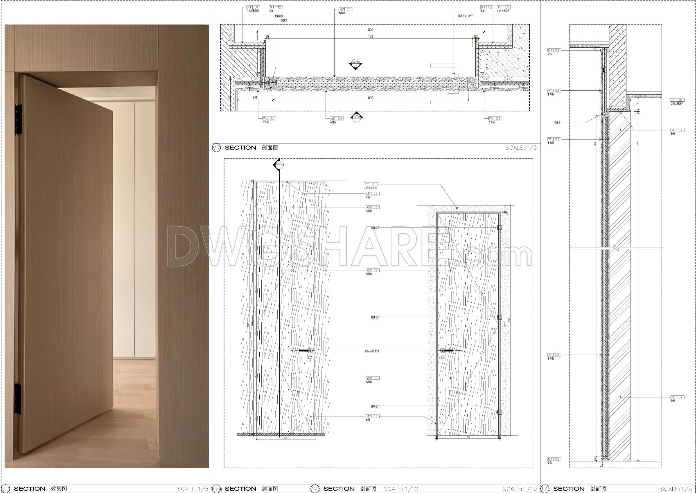 810. Hidden Frame Door Construction CAD Drawings