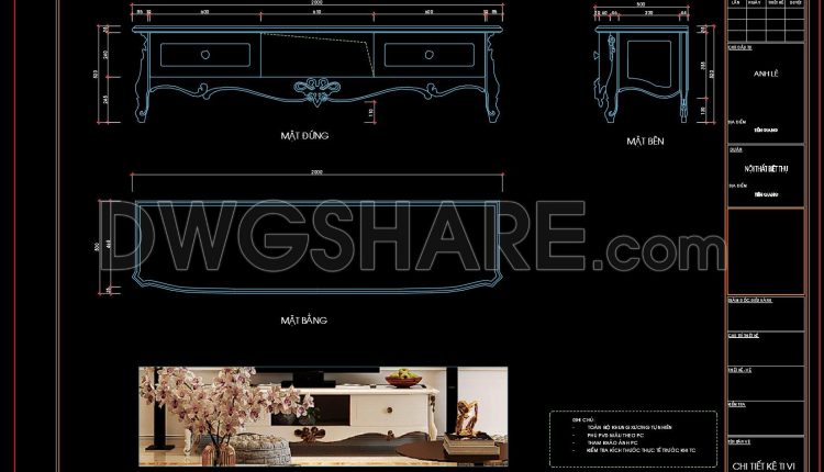 84. Free Download Living Room TV Cabinet 2D CAD Drawing (1) - Free Cad ...