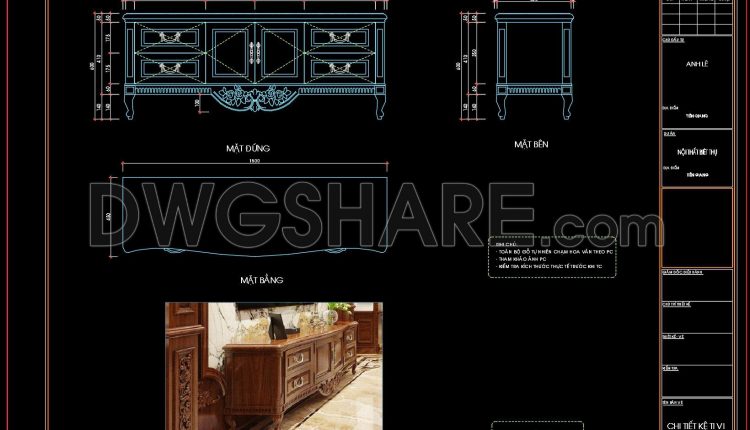 85. Free Download Living Room TV Cabinet 2D CAD Drawing (1) - Free Cad ...