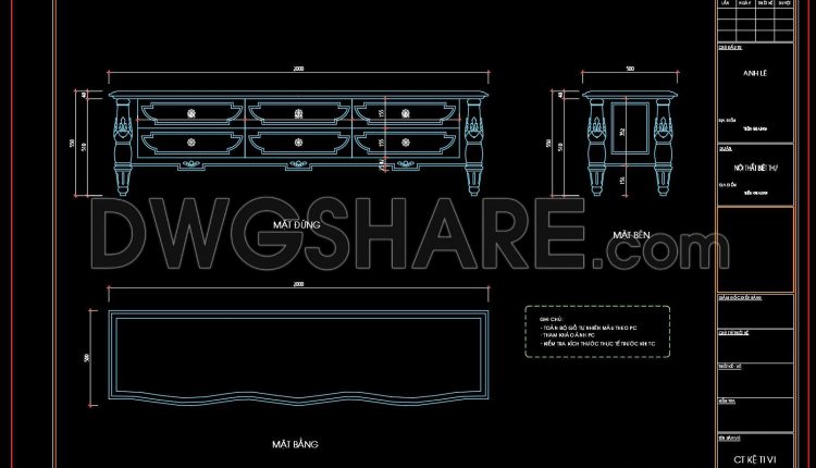 86. Free Download Living Room TV Cabinet 2D CAD Drawing (1) - Free Cad ...