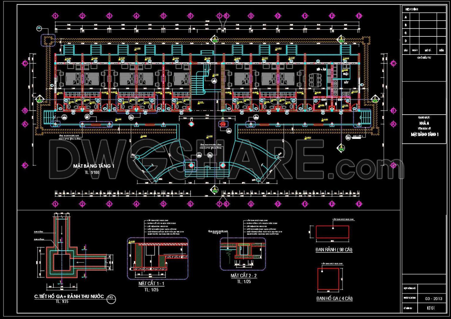 104. Free Download – CAD Floor Plan Layout of Dormitory for Factory Staff