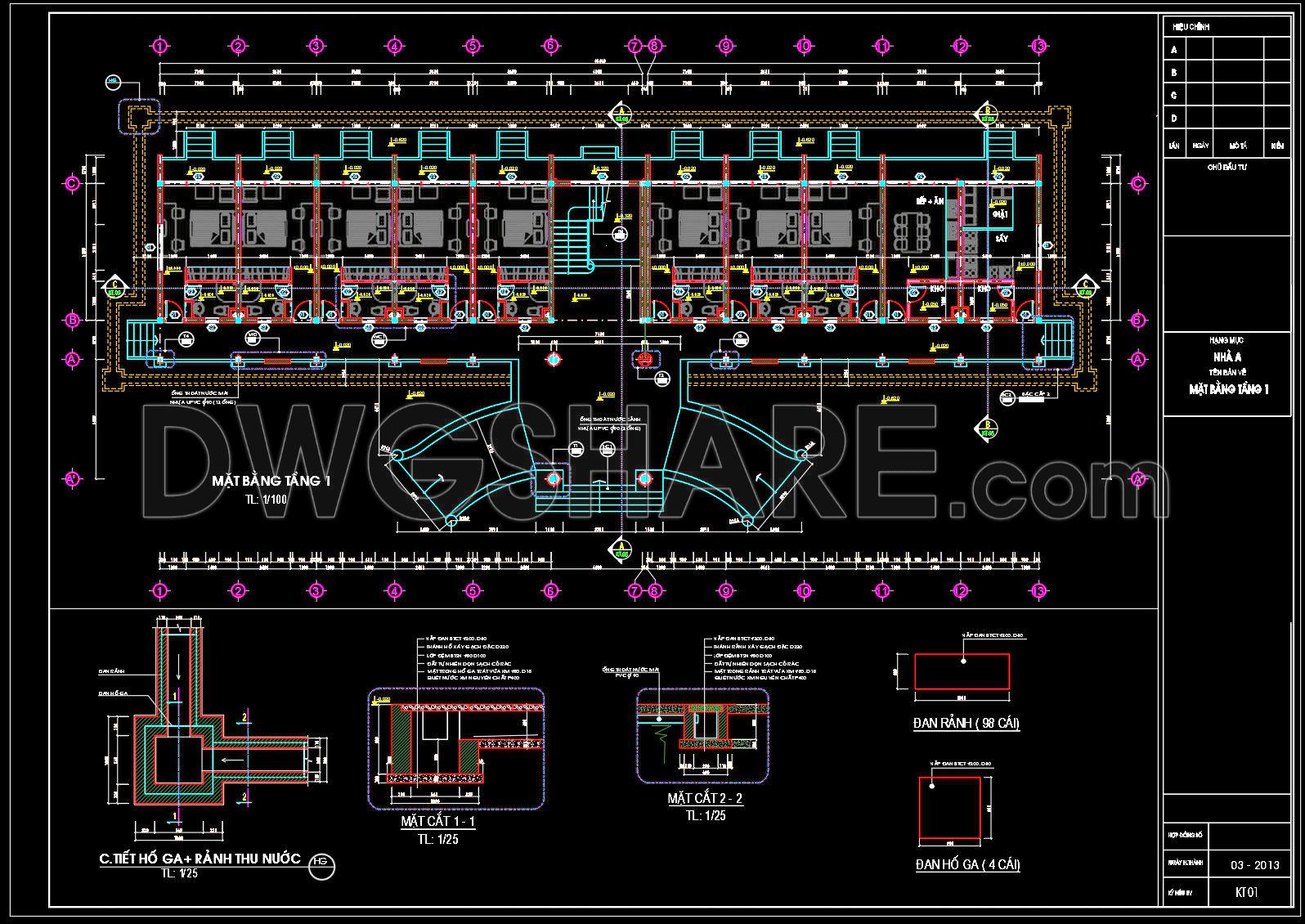 104. Free Download – Cad Floor Plan Layout Of Dormitory For Factory ...