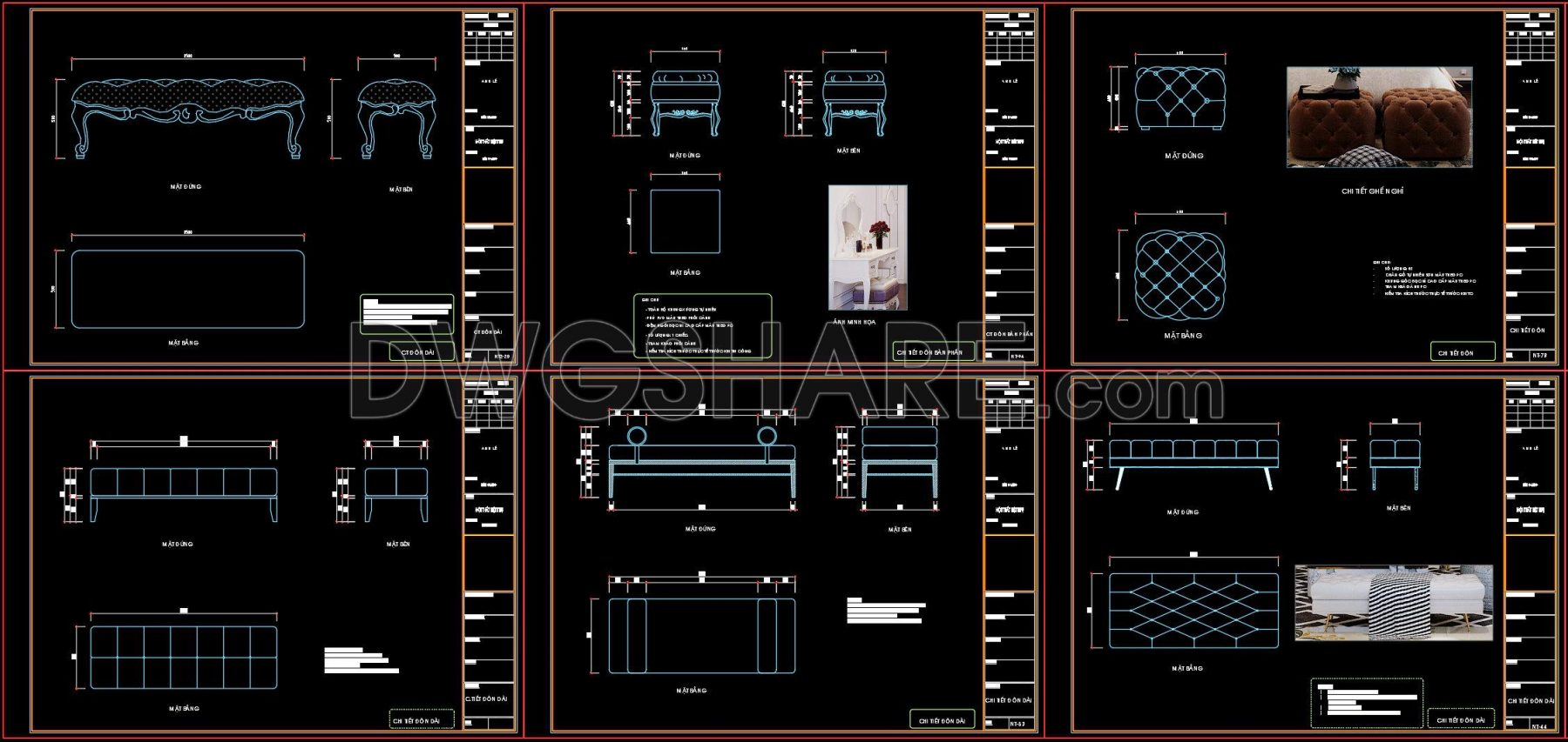 146. Download Bed Bench CAD Shop Drawing Collection