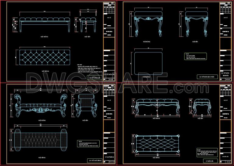 146. Download Bed Bench CAD Shop Drawing Collection