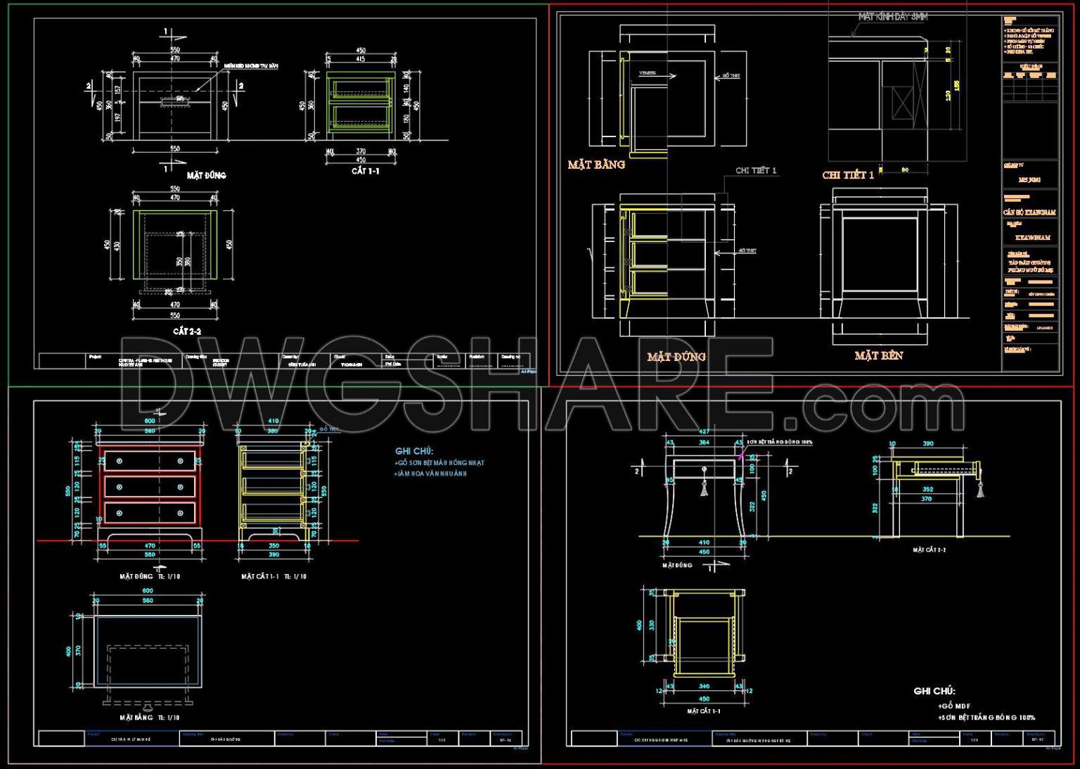 149. Download – CAD Shop Drawing of Bedside Table