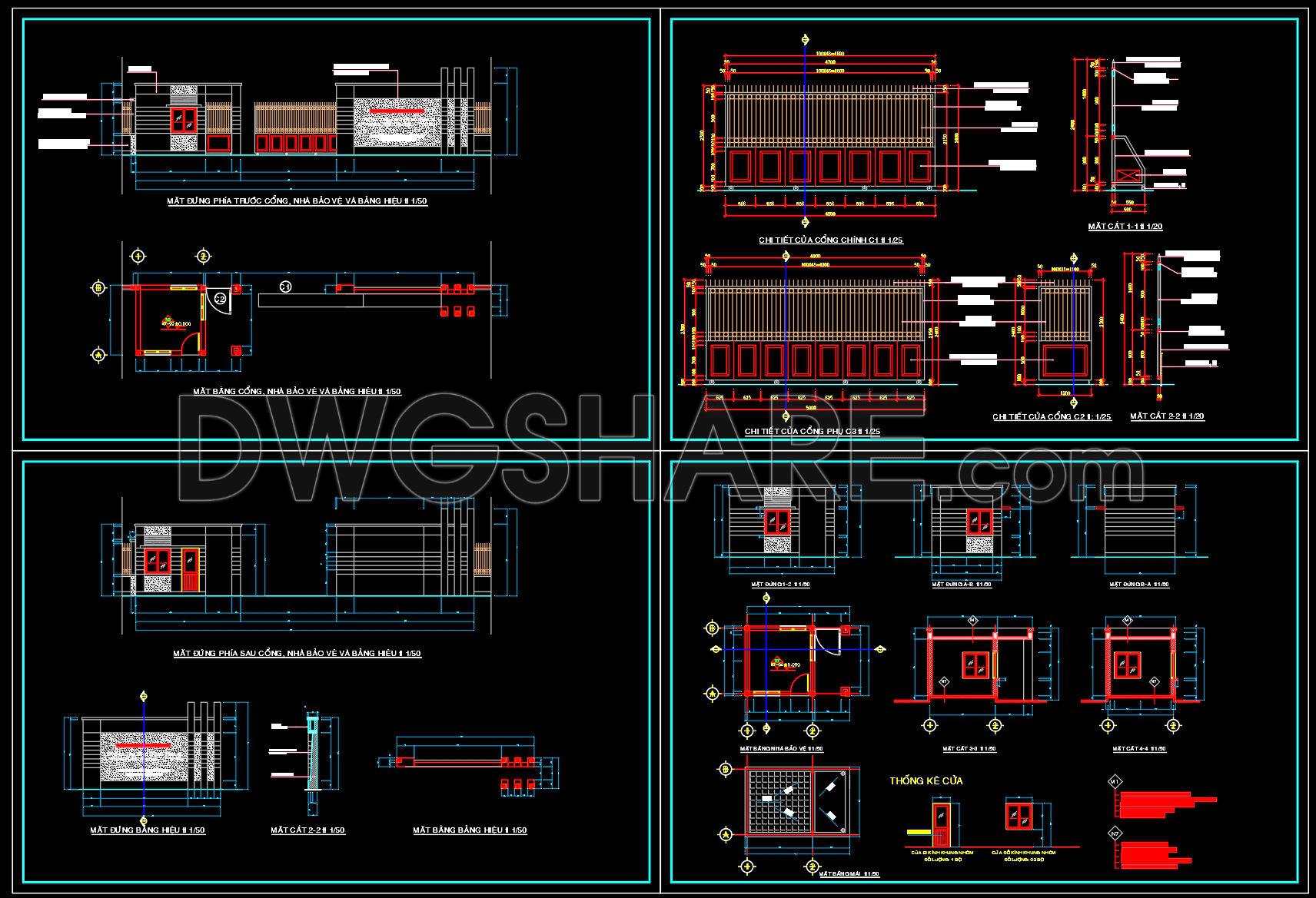 229. Free download detailed CAD drawings of the gate, boundary wall ...
