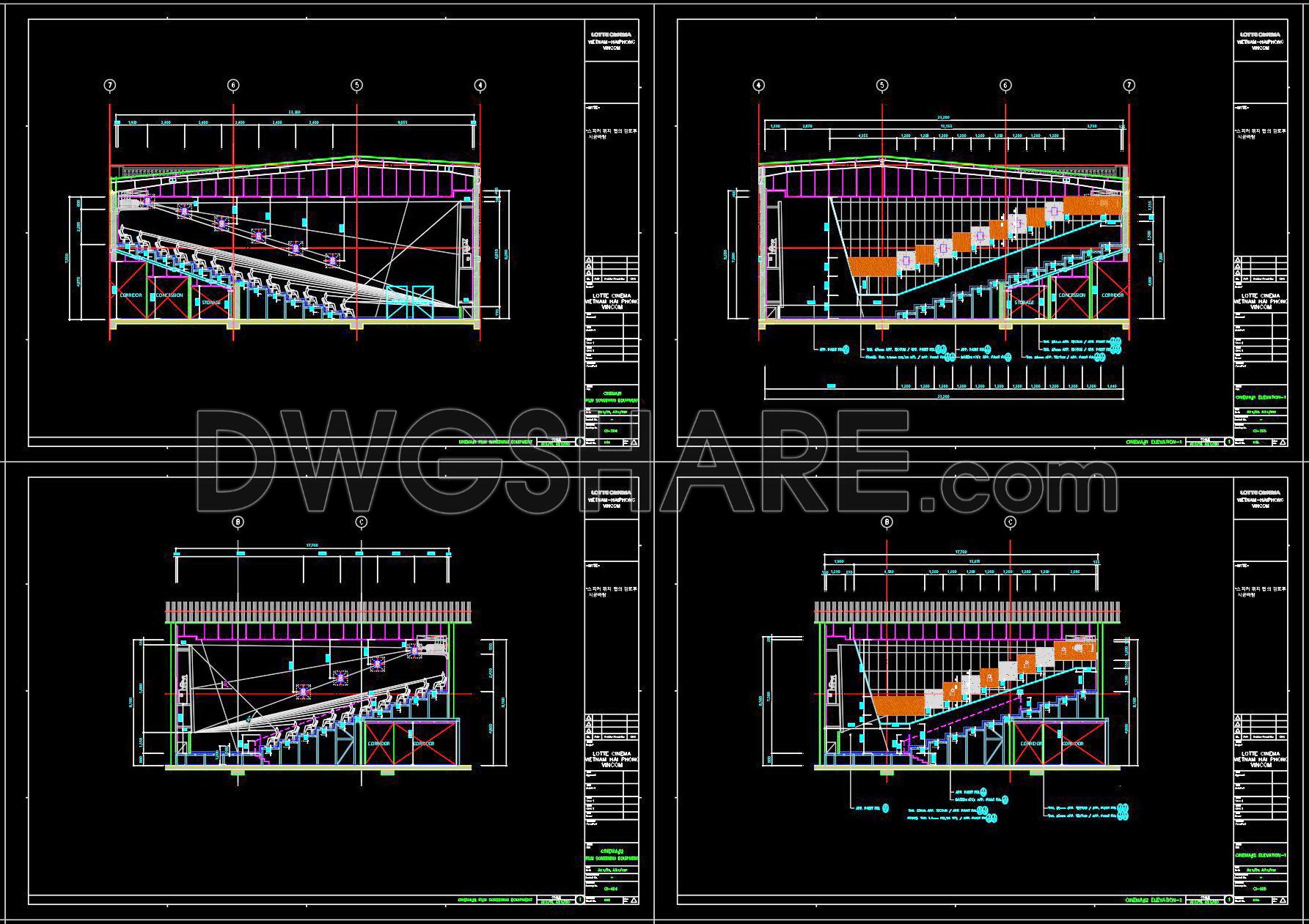 24. Free Download Cinema Section CAD Drawing – Interior Architectural ...