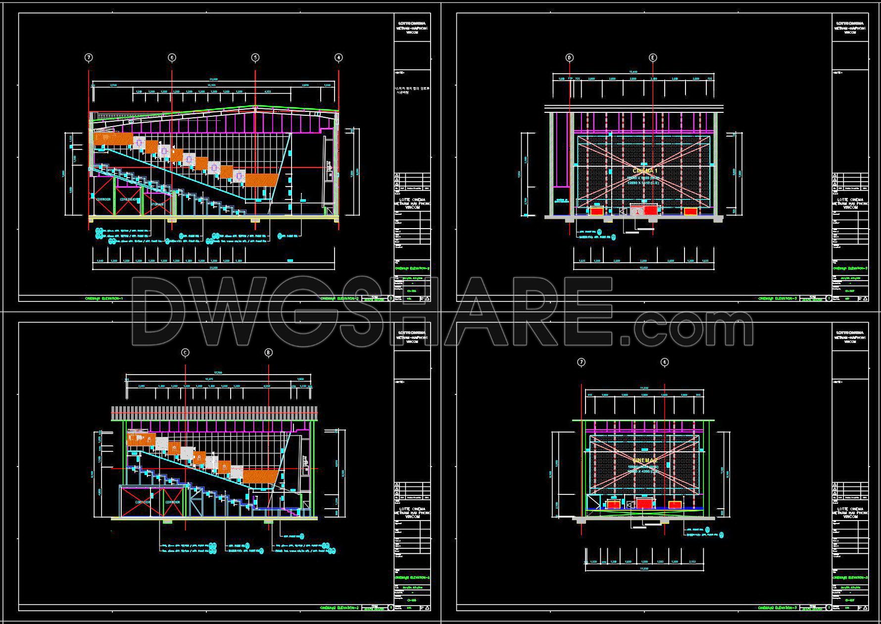 24. Free Download Cinema Section CAD Drawing – Interior Architectural ...