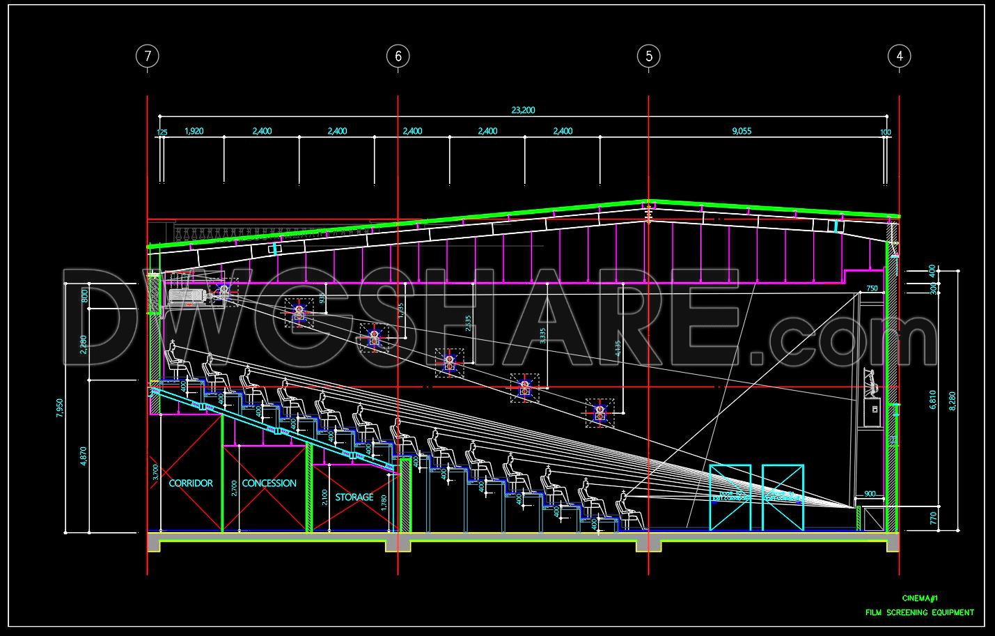 24. Free Download Cinema Section CAD Drawing – Interior Architectural ...