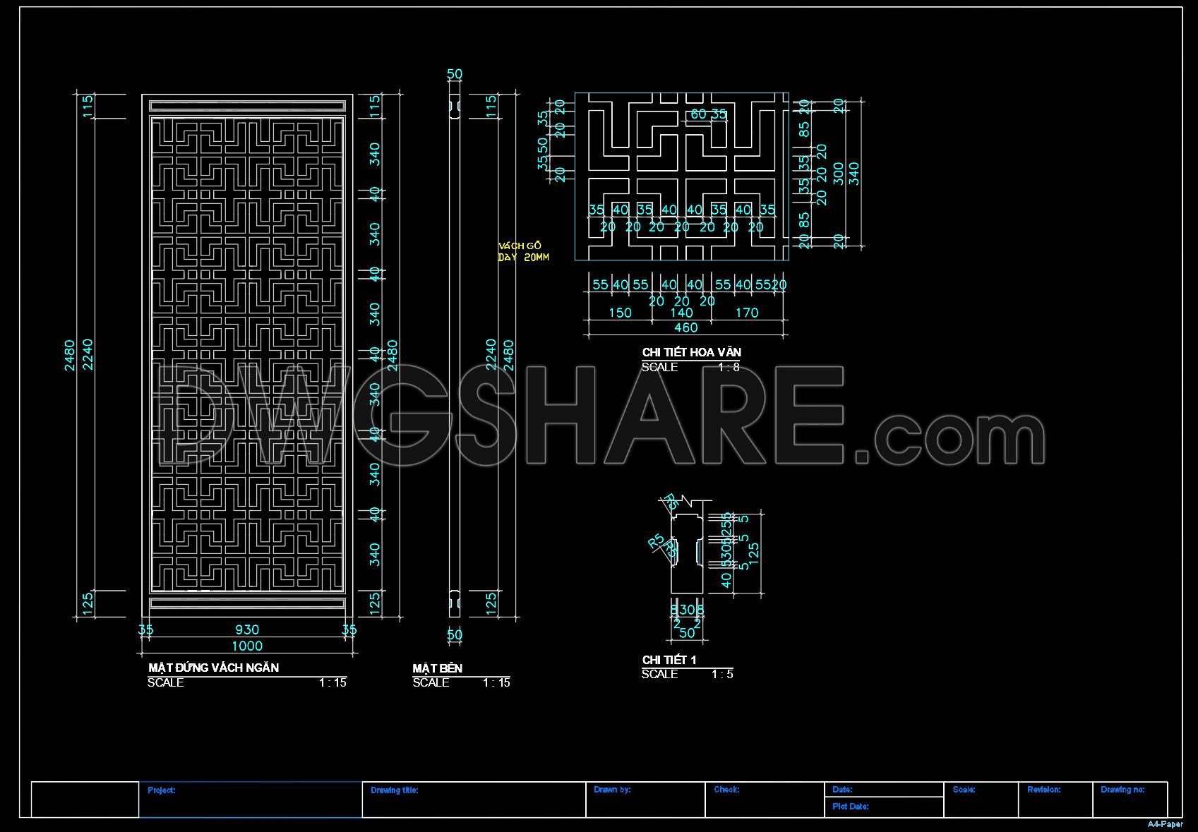 247. Free Download CNC Partition Panel CAD Drawing Detailed Design with ...