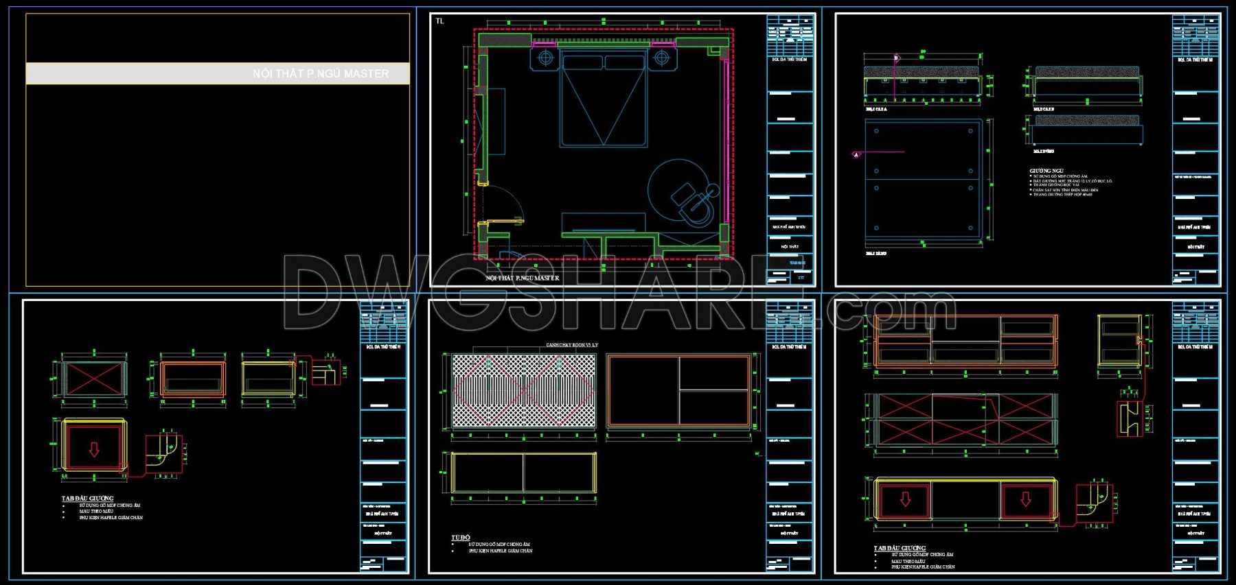 28. Free Download Detailed CAD Drawings of Master Bedroom Interior Design