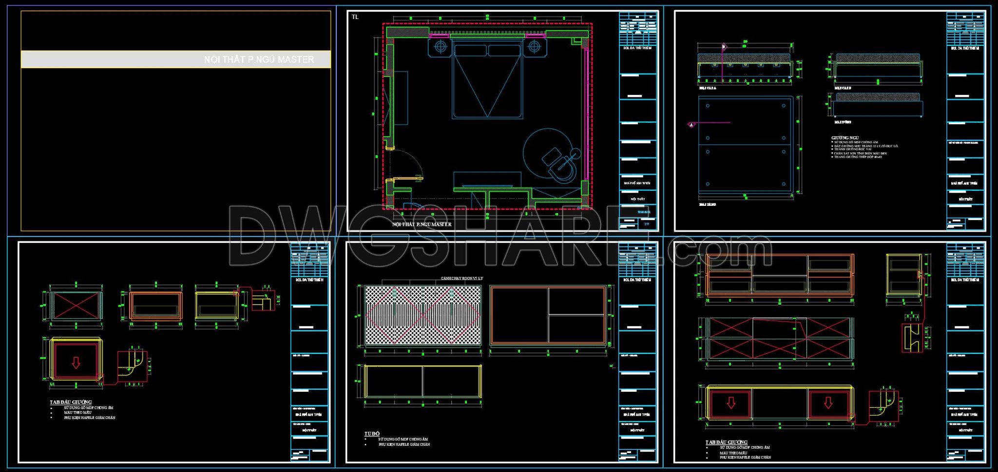 28. Free Download Detailed CAD Drawings of Master Bedroom Interior Design