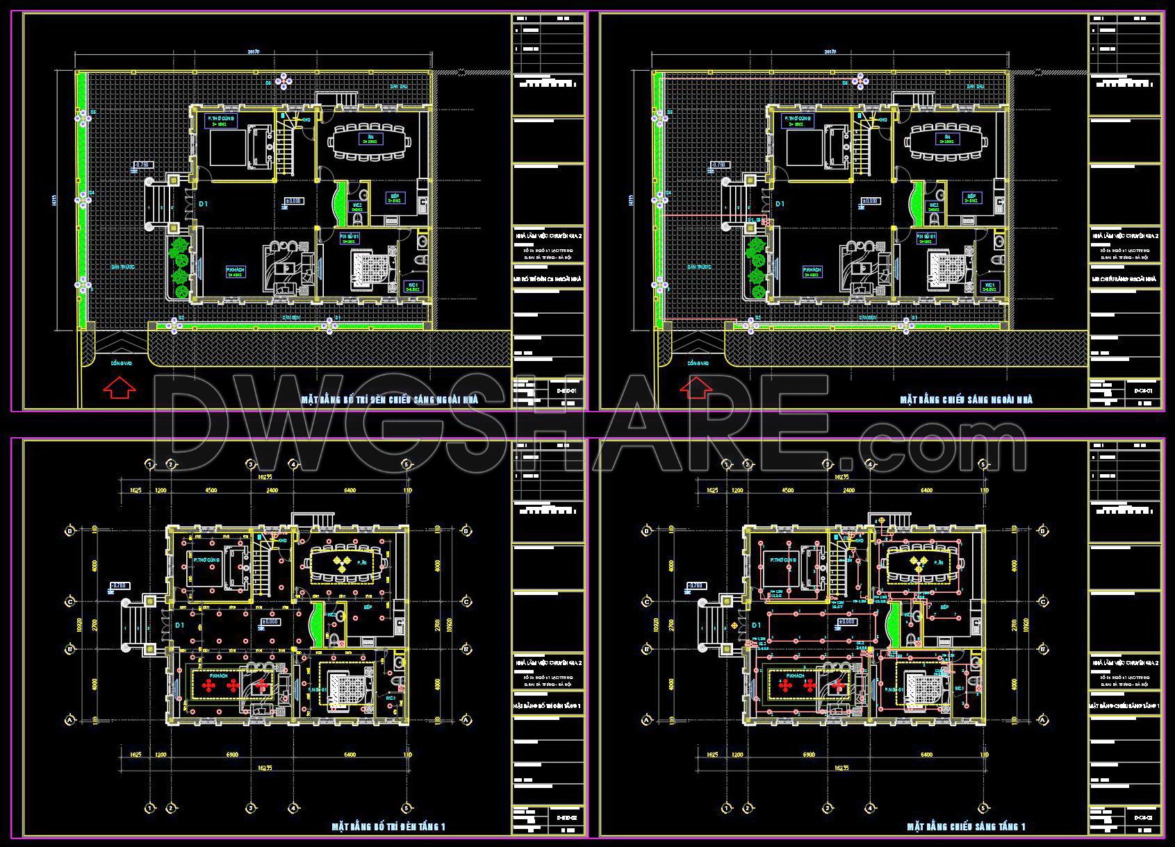 315. CAD drawings for detailed electrical designs for a 3-story townhouse