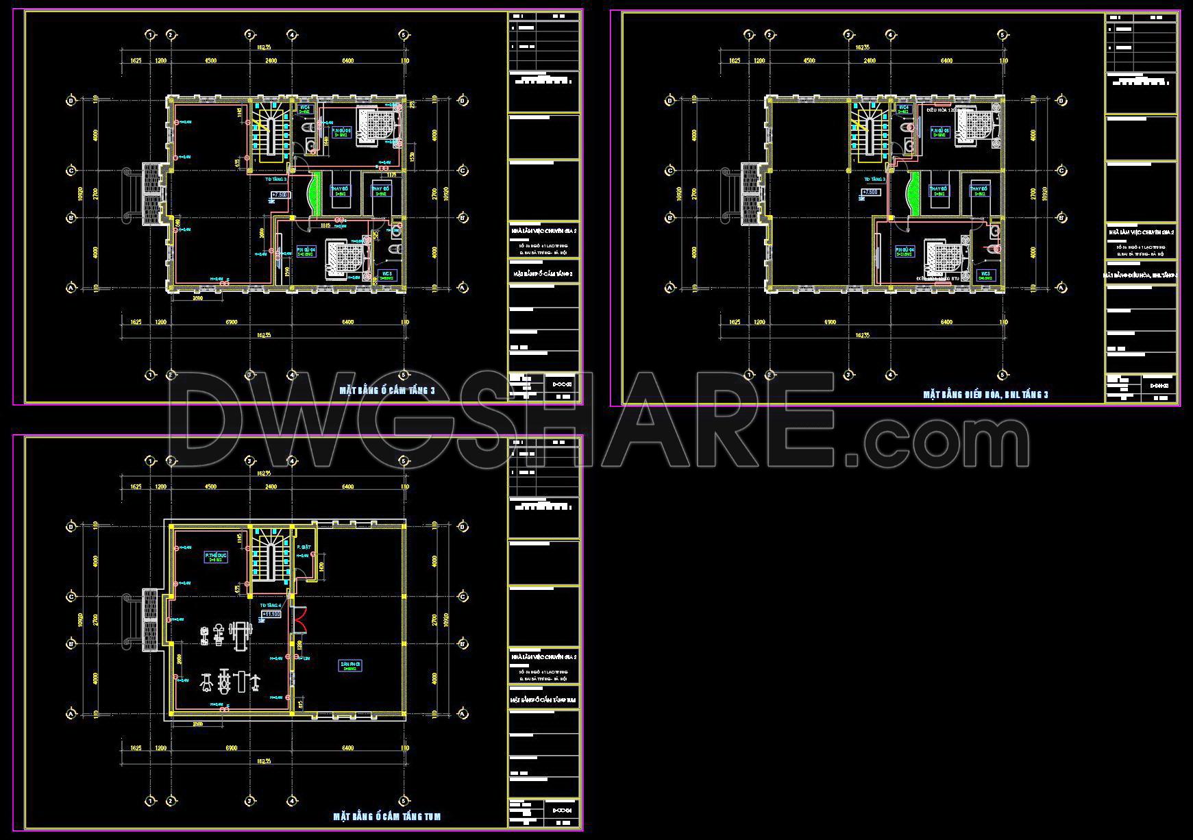 315. CAD drawings for detailed electrical designs for a 3-story ...
