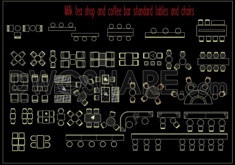 378. Free Download Milk Tea & Coffee Bar Standard Tables and Chairs CAD ...