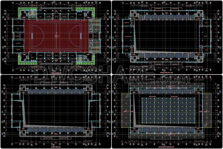 60. Free download the design drawings of a multi-purpose sports hall ...