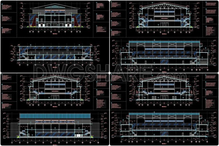 60. Free download the design drawings of a multi-purpose sports hall ...
