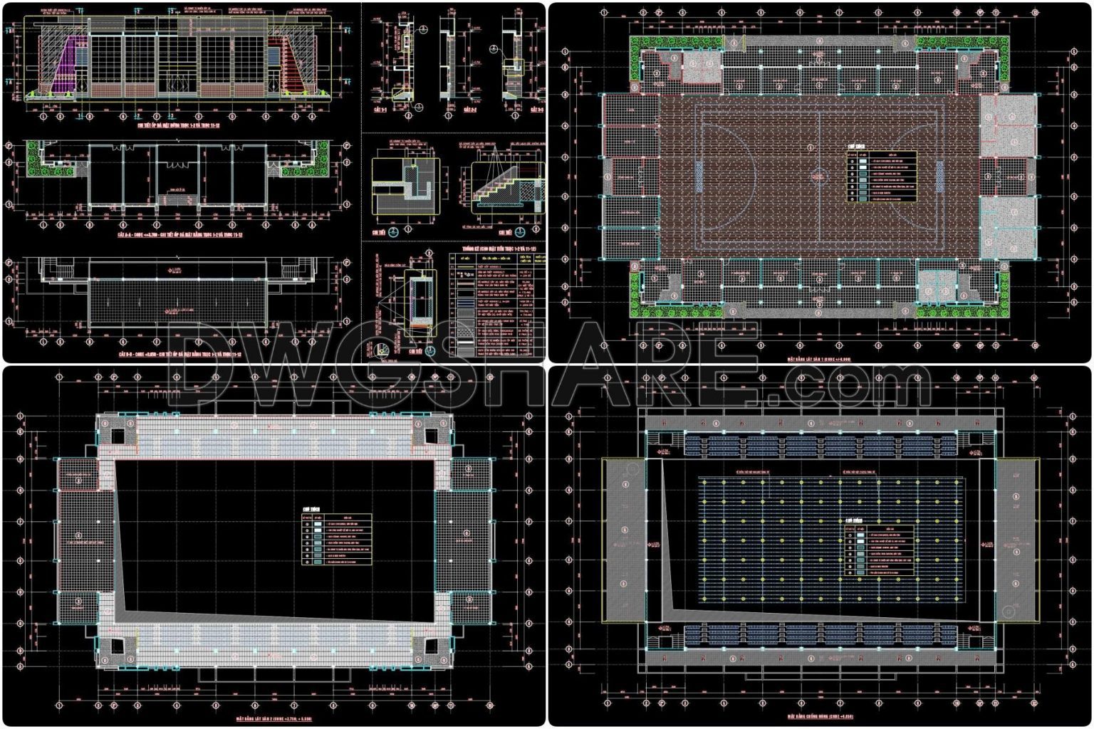 60. Free download the design drawings of a multi-purpose sports hall ...