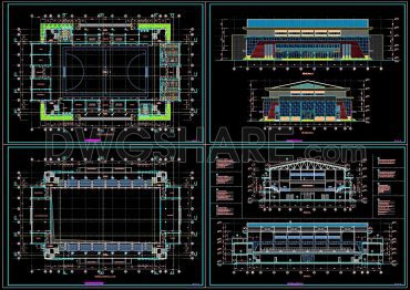 60. Free download the design drawings of a multi-purpose sports hall ...