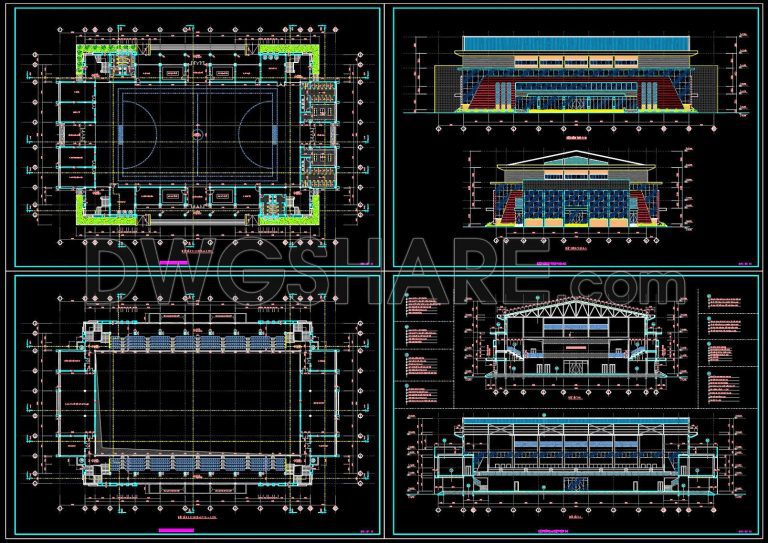 60. Free download the design drawings of a multi-purpose sports hall ...